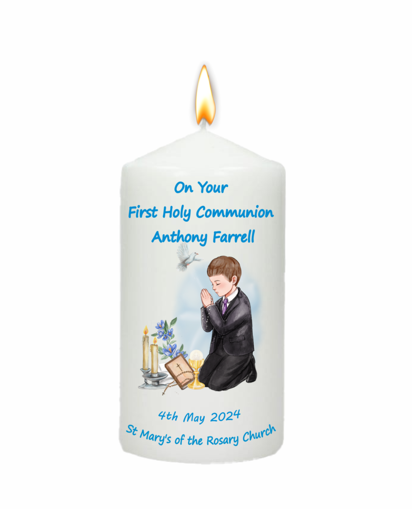 First Holy Communion Candle Praying Boy - AGATA ATELIER